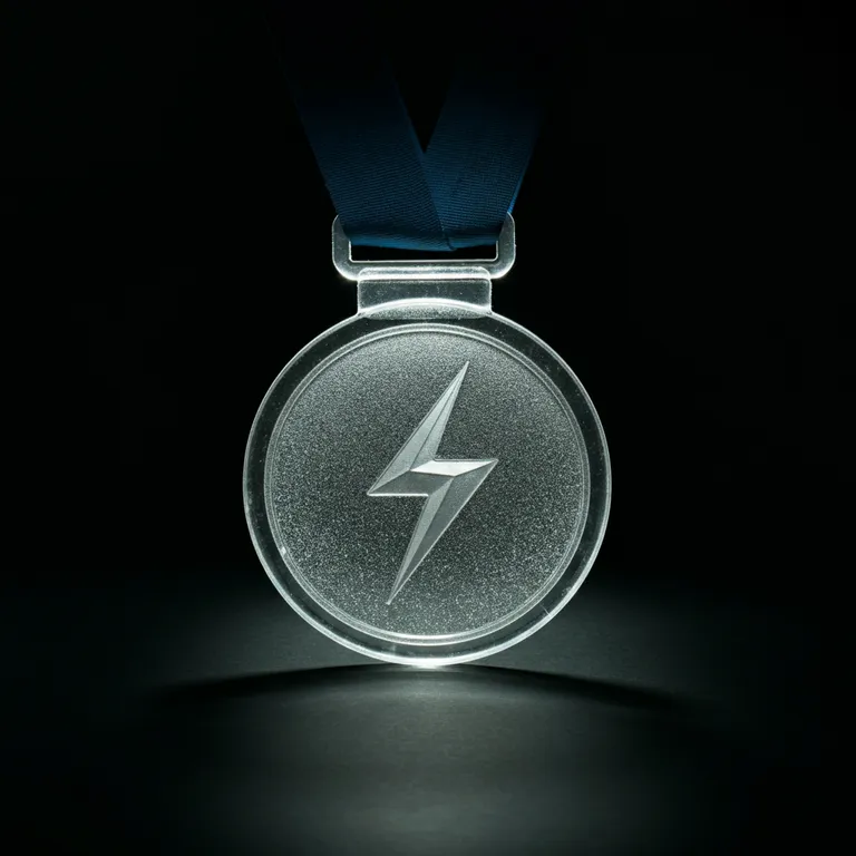 Visual Electric | Generate an image of an award medal with no strap, resembling frosted candy ...